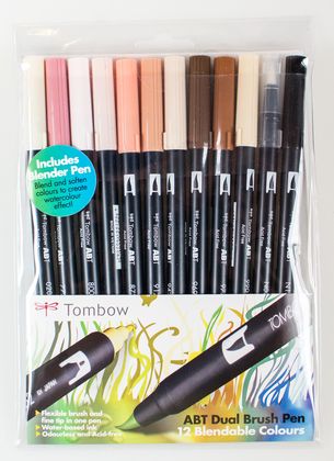 ABT Dual Brush Pens - Set of 12 Skin Tone colours | Brush Pens | Tombow ...